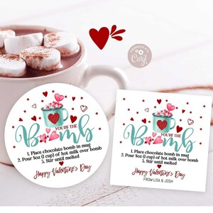 EDITABLE Valentine Hot Chocolate Bomb Tag Valentine Hot Cocoa Bomb Tag ...