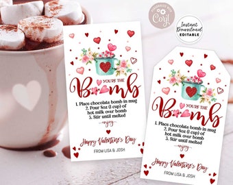Hot Cocoa Bomb Tags You Are the Bomb Valentine Tags Fox - Etsy