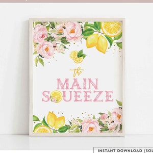 8x10" the Main Squeeze Sign Printable Drink Table Decor Lemon Lemonade ...