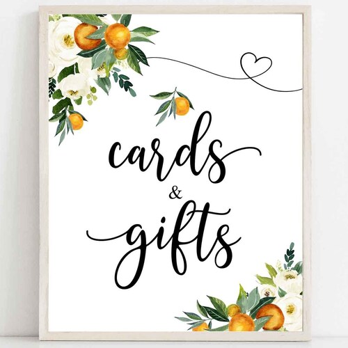 Orange Citrus Cards and Gifts Sign White Floral Rustic A - Etsy