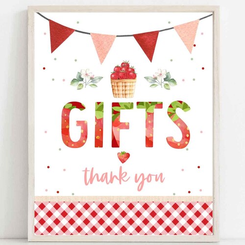 8x10 Strawberry Food Table Sign Strawberry Birthday - Etsy
