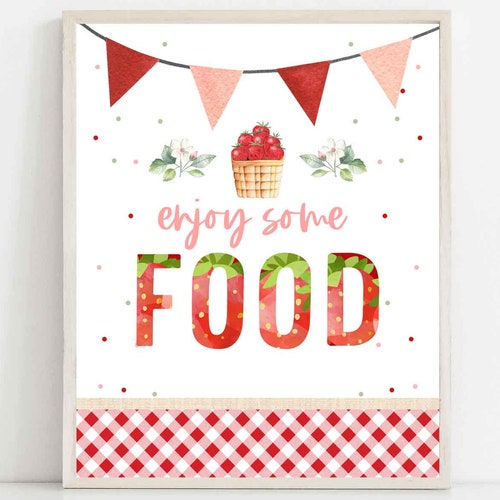 8x10 Strawberry Food Table Sign Strawberry Birthday - Etsy