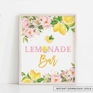 8x10" Lemonade Bar Sign Printable Drink Table Decor Lemon Lemonade ...