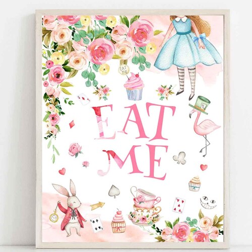 Alice in Wonderland Party Signs Drink Me Sign Eat Me Sign - Etsy
