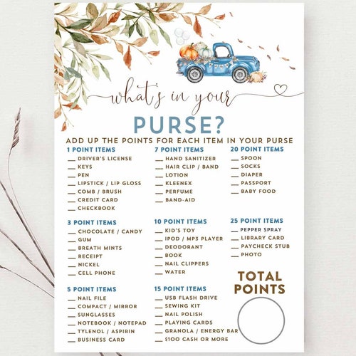 Fall Pumpkin Blue Truck Baby Shower Word Search Game Fall Baby - Etsy