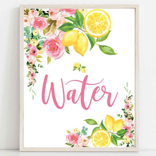 Pink Floral Lemon Enjoy Some Food Sign Printable Citrus She - Etsy