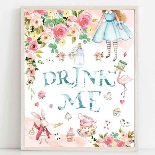 ALICE IN WONDERLAND Party Sign Drink Me Printable Sign - Etsy