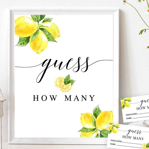 Lemon Guess How Many Lemon Drops Sign and Tickets Printable - Etsy