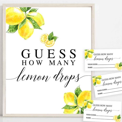 Lemon Guess How Many Lemon Drops Sign and Tickets Printable - Etsy