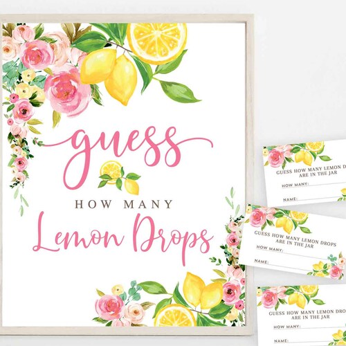 Lemon Guess How Many Lemon Drops Sign and Tickets Printable - Etsy