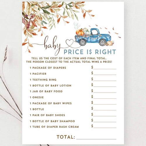 Fall Pumpkin Blue Truck Baby Shower Word Search Game Fall Baby - Etsy