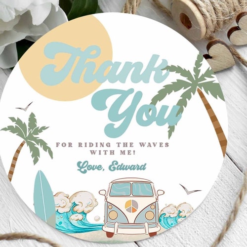 Editable Surf ROUND Tag Boy the Big One Surf up Beach Birthday - Etsy