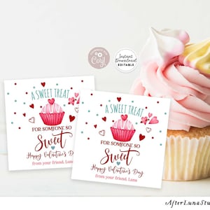 EDITABLE Valentine Sweet Treat Favor Tag Cupcake Treat Bag Baby Shower ...