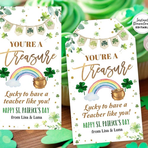 St. Patrick's Day Printable Tag Gift From Teacher - Etsy