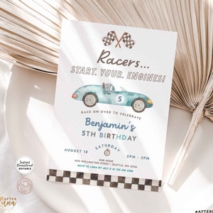Editable Racing Birthday Invitation ANY AGE Racers Race Car Birthday ...