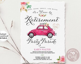 Invitations & Announcements Paper & Party Supplies Editable Drive By ...