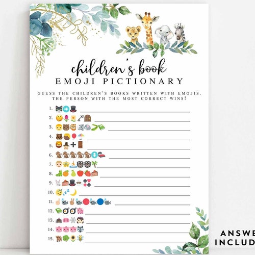 Greenery Gold Safari African Jungle Animal Children's Book - Etsy