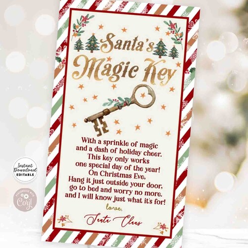 EDITABLE Santa's Magical Key Magic Key Tag Christmas Eve | Etsy