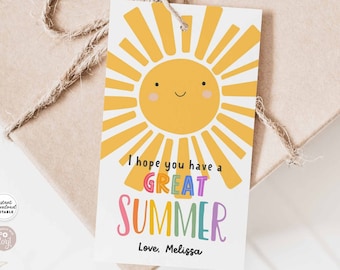 Editable Hope You Have A Great Summer Teacher Student Preschool Tag ...