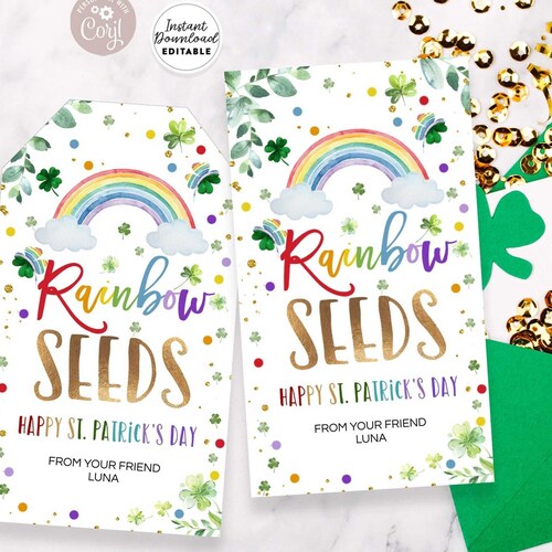 Happy St. Patrick's Day Rainbow Gift Tag - Etsy