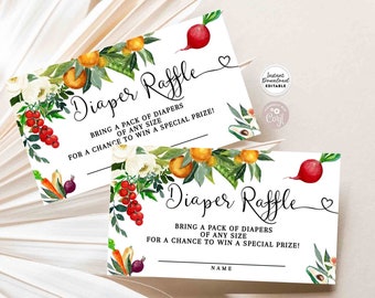 Editable Locally Grown Baby Shower Invite Diaper Raffle Insert - Etsy