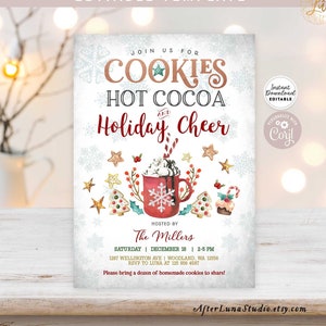 Editable Cookies Hot Cocoa Party Invitation Cookies and Cocoa Christmas ...