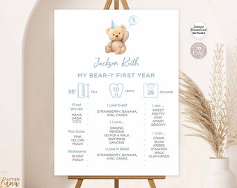 Beary First Birthday Poster - Etsy
