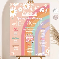 Groovy Birthday Editable Party Sign, Instant Download, Hippie Birthday ...