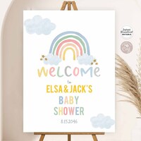 Boho Rainbow Welcome Sign Template, Printable Birthday, Baby Shower ...