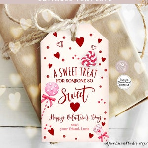 EDITABLE Valentine Sweet Treat Favor Tag Hearts Treat Bag Tag Baby ...