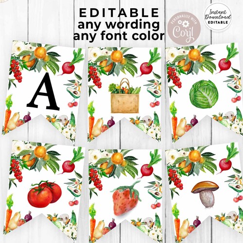 Editable ANY WORDING Farmers Market Birthday Pennant Banner | Etsy