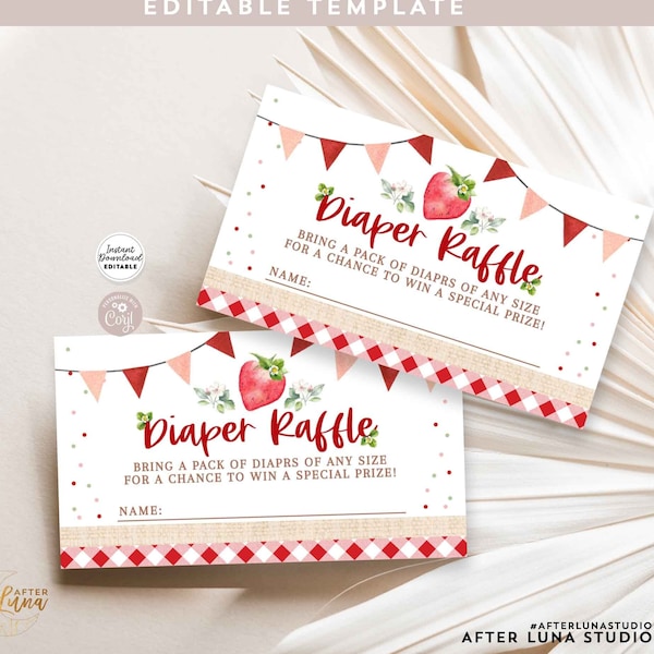 Strawberry Baby Shower Diaper Raffle - Etsy