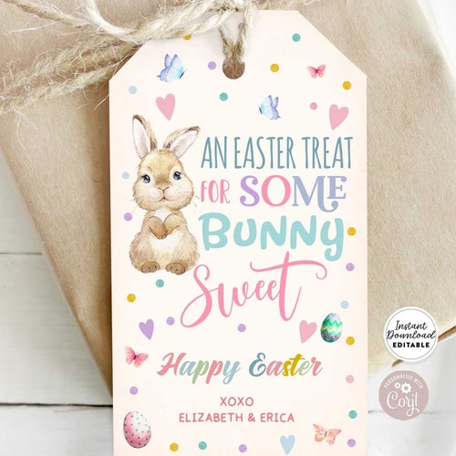 EDITABLE Personalized Easter Bunny Treat Tag Printable Treat - Etsy