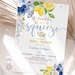 Editable Blue Lemon Bridal Shower Invitation Blue Floral Citrus She ...
