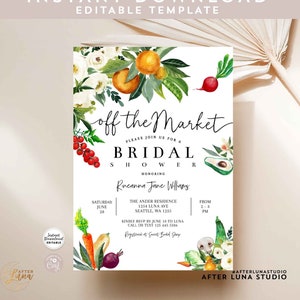 Editable off the Market Farm Market Bridal Shower Invitation Rustic ...