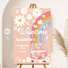 Editable Groovy Welcome Sign Daisy Party Sign Welcome Hippie Retro ...