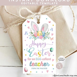 EDITABLE Personalized Easter Teacher Tag Tags Printable Easter Egg ...