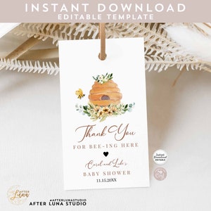 Editable Rustic Honey Bee Bumble Bee Baby Shower Thank You for Being ...