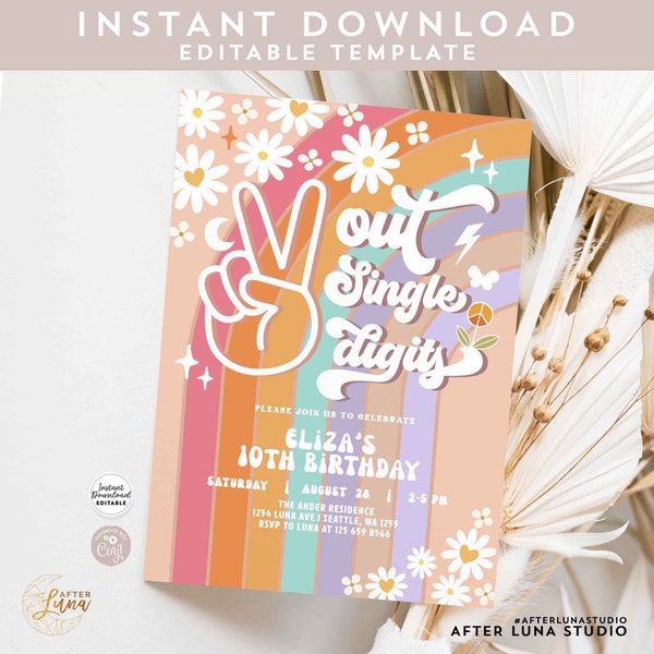 Peace Out Single Digits Invitation - Etsy