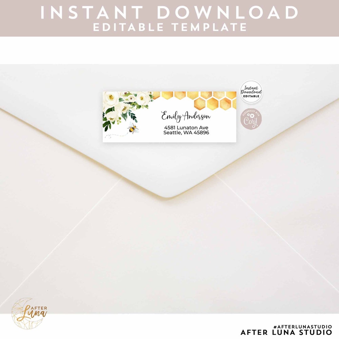 Editable Rustic Honey Bee Return Address Label Avery 5160 Labels Label ...