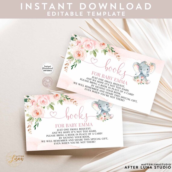 Editable Pink Floral Elephant Girl Baby Shower Sprinkle Bring - Etsy