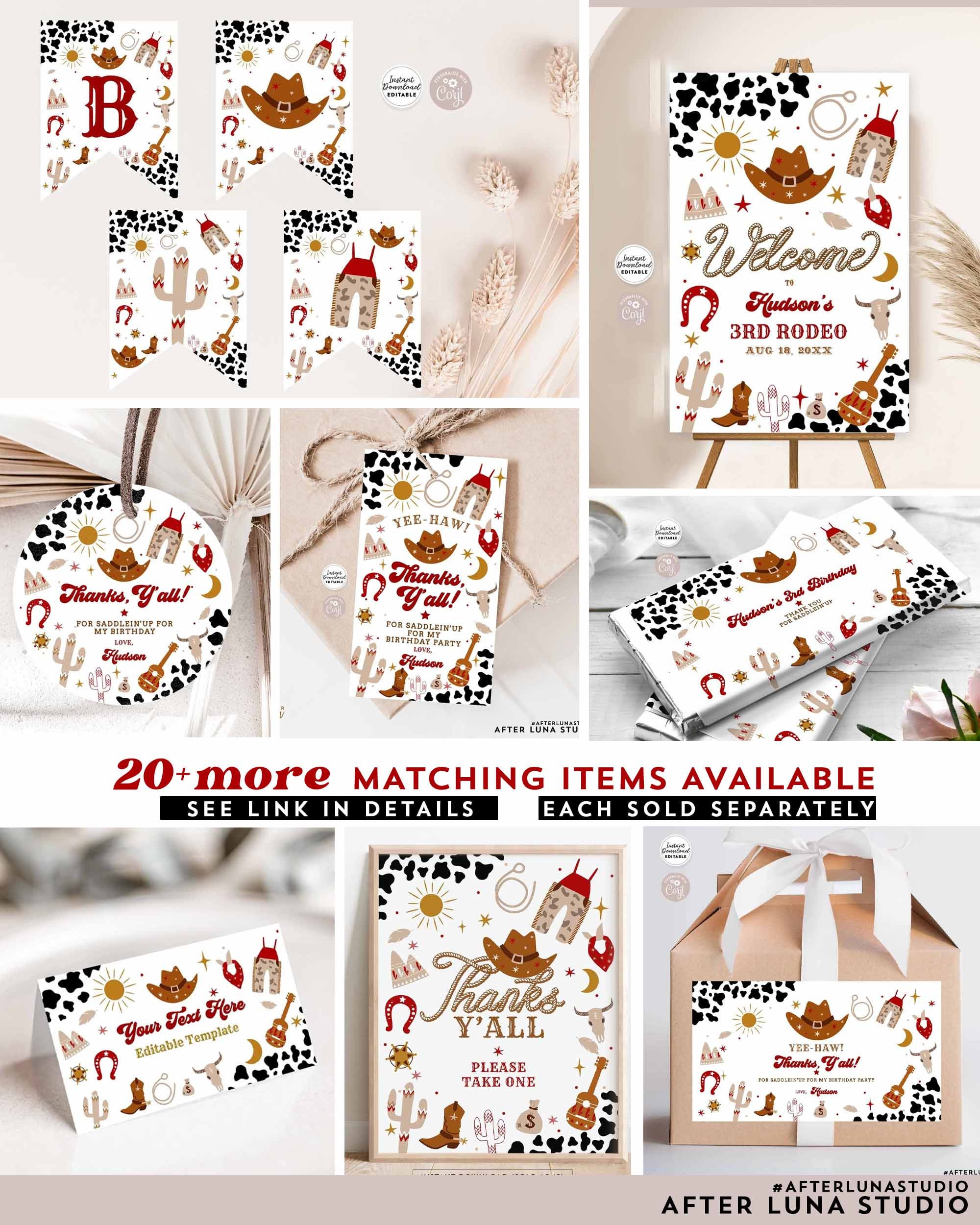 Editable Cowboy Rodeo Boy Ranch Wild West Birthday Welcome Sign ...