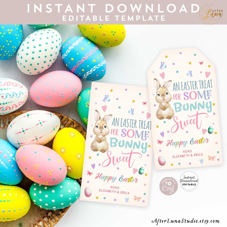 EDITABLE Personalized Easter Bunny Treat Tag Printable Treat for Some ...