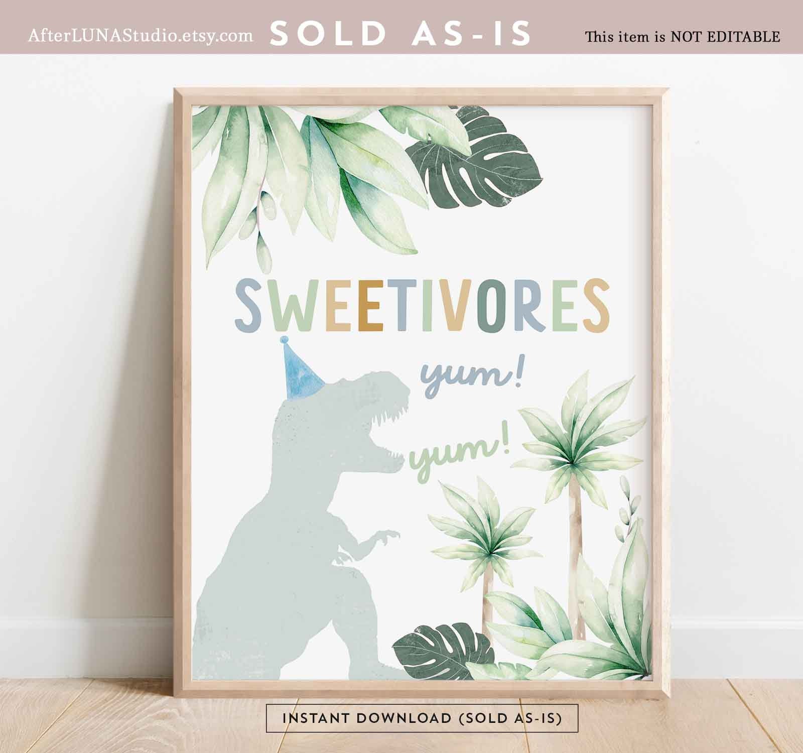 Sweetivores Sign Boy T Rex Two Rex Three Rex Birthday Sweet | Etsy