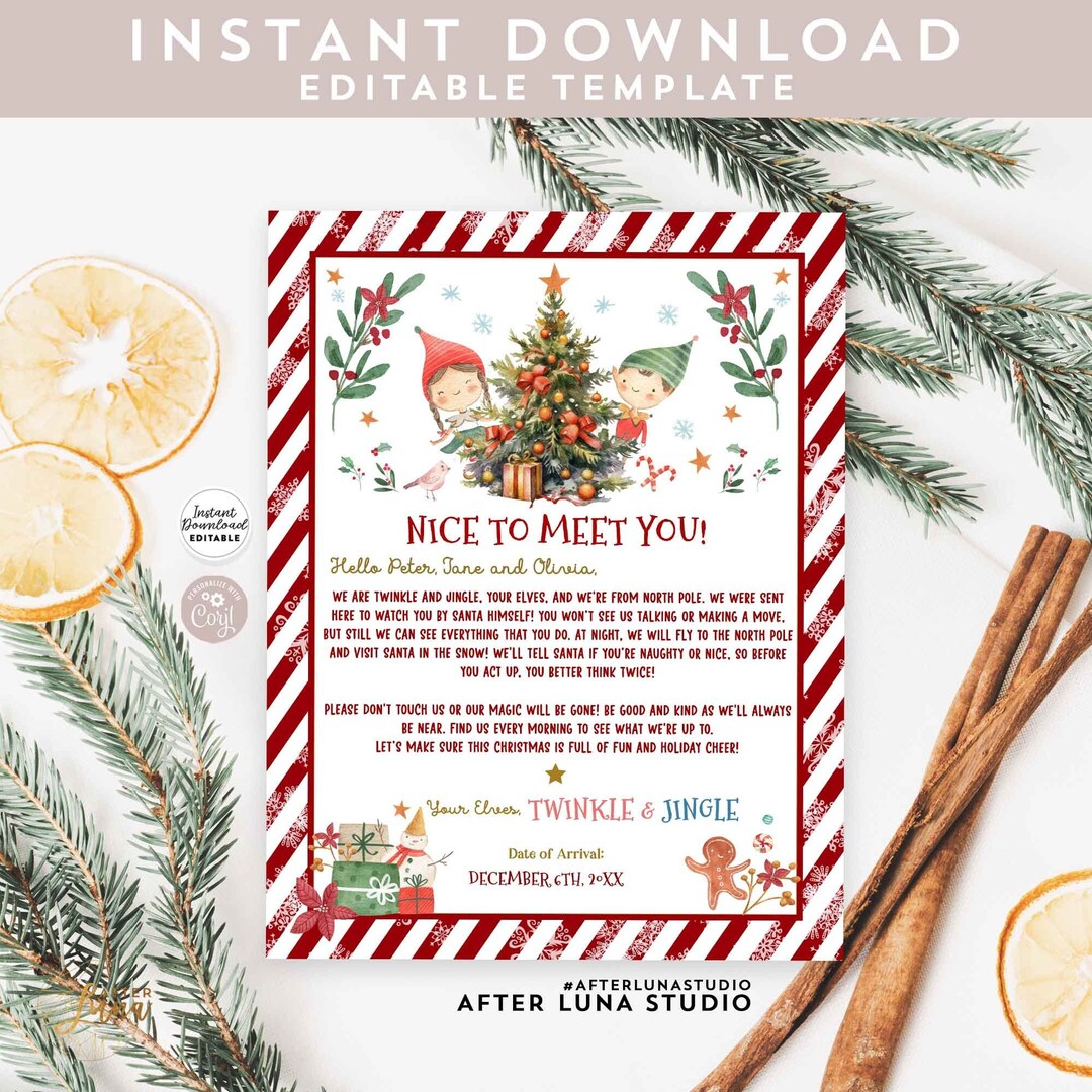 EDITABLE Girl Boy Elves Two Elves First Introduction Arrival Hello ...