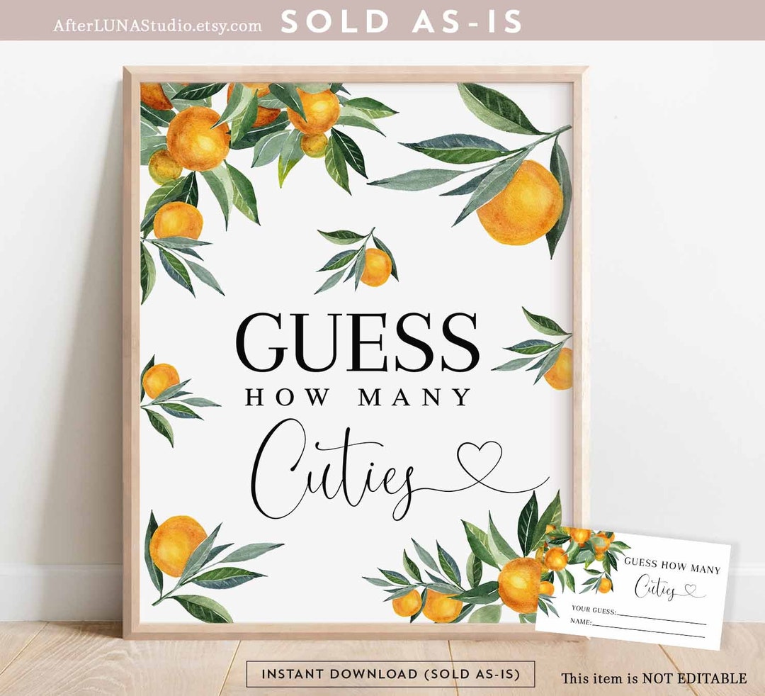 Orange Citrus Little Cutie Guess How Many Cuties Game Sign Couples Baby ...