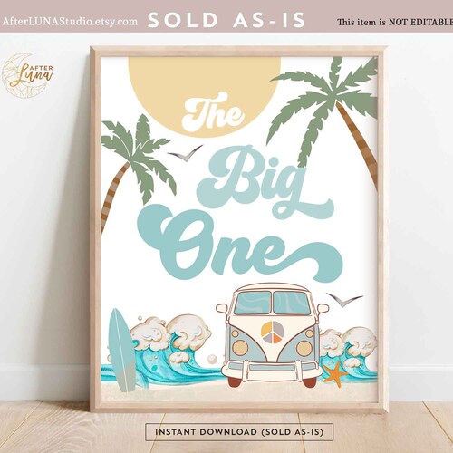 Editable Boy Navy Blue the Big One 1st Birthday Party - Etsy