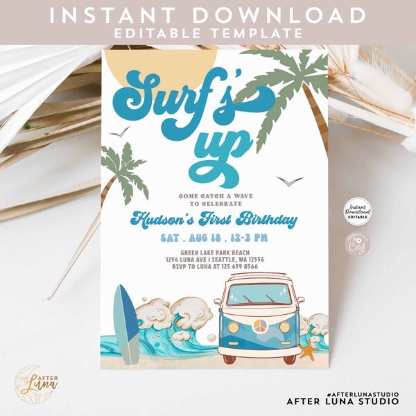 Surfing Invitation - Etsy