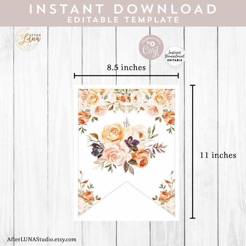 Editable ANY WORDING Pennant Banner 8.5x11 Fall Autumn | Etsy