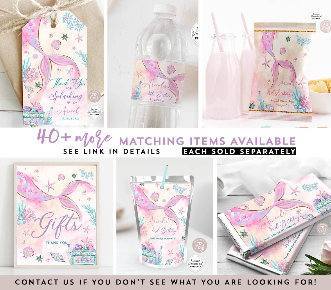 Editable ANY WORDING Mermaid Pennant Banner 8.5x11 Under - Etsy